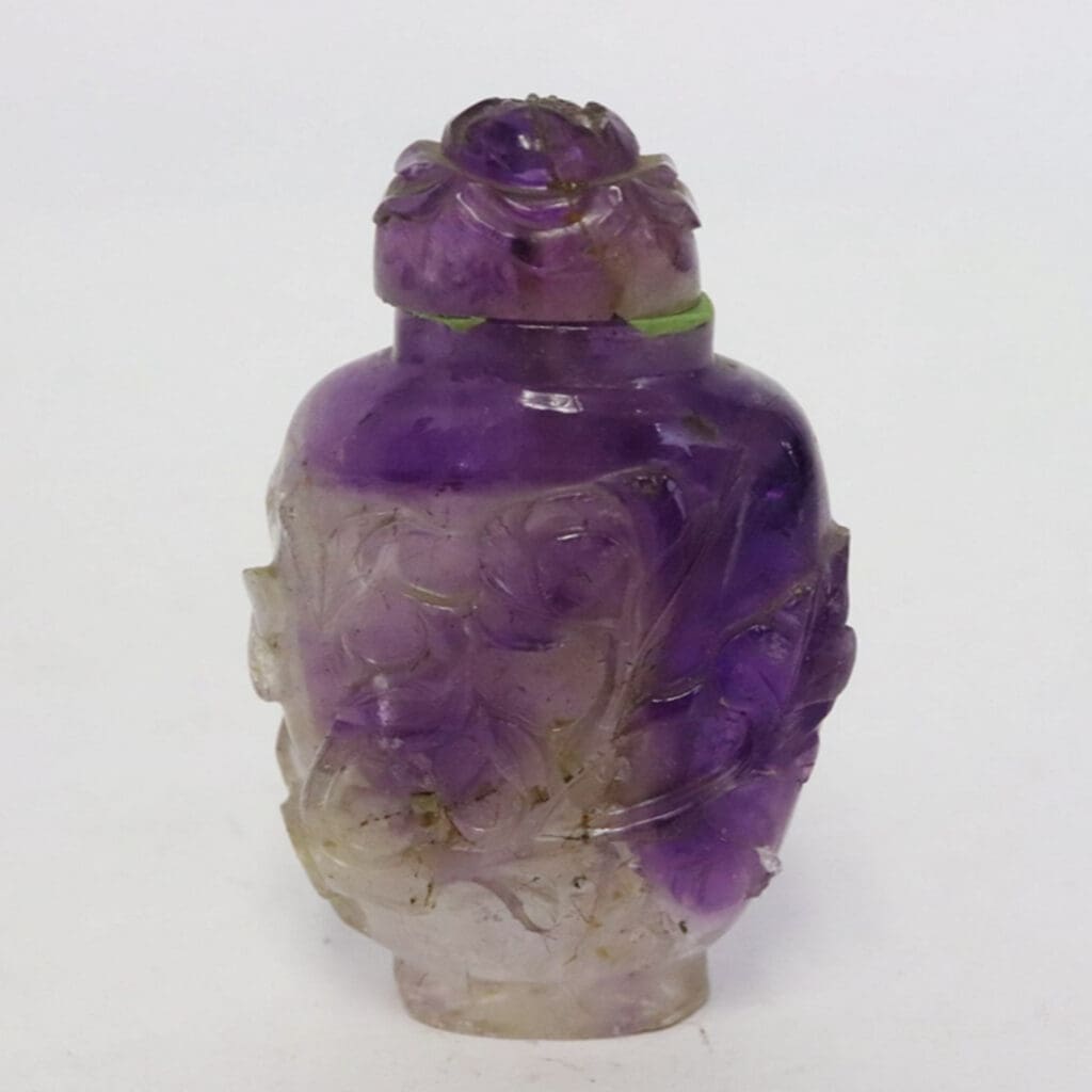 Rare Carved Amethyst Chinese Snuff Bottle - Ancestral Antiques