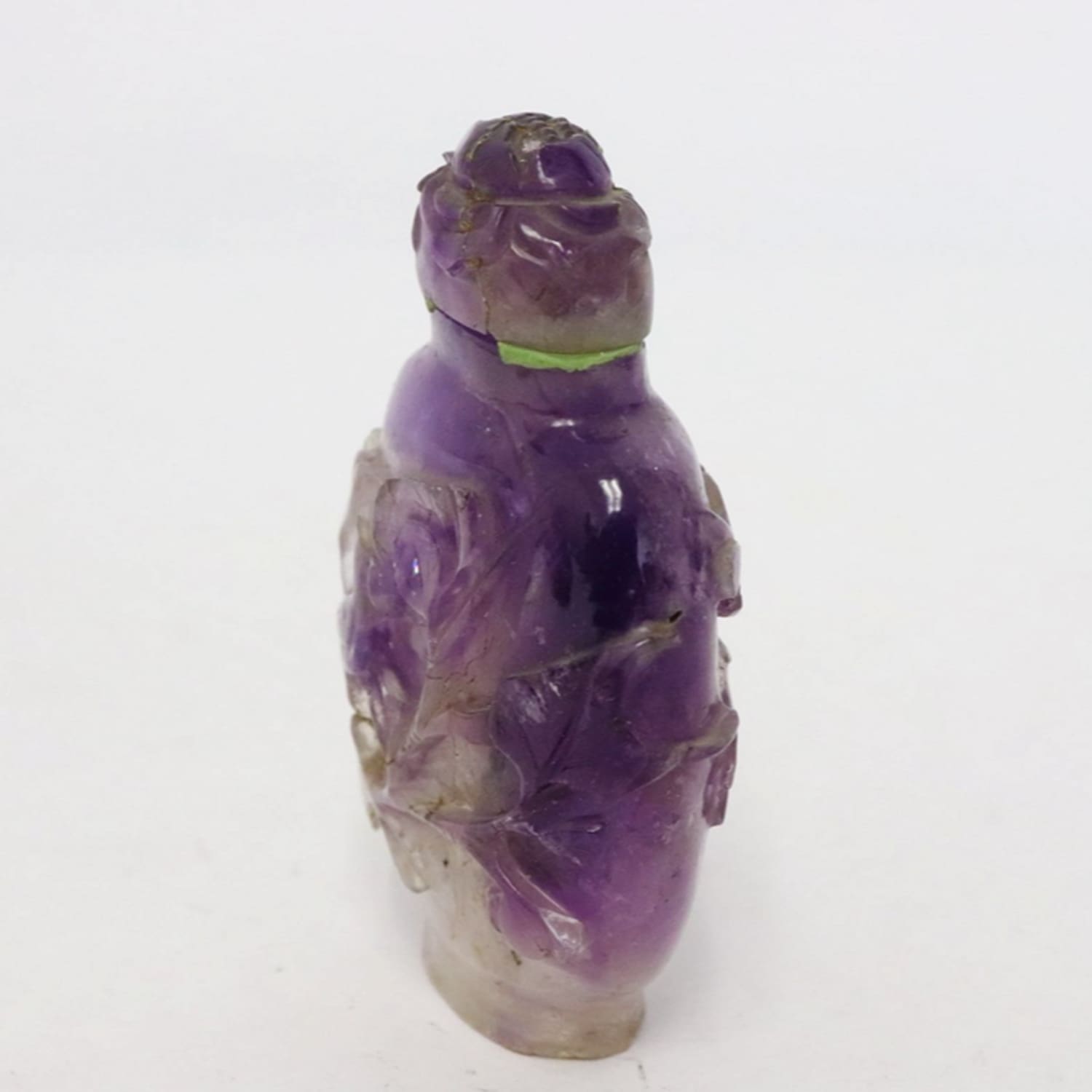 Rare Carved Amethyst Chinese Snuff Bottle - Ancestral Antiques