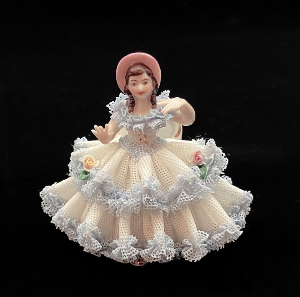 Dresden Volkstedt Germany Porcelain Lace Figurine, Girl in Bonnet ...