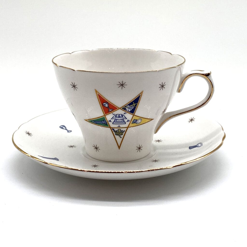 Shelley Bone China Masonic Teacup and Saucer - Ancestral Antiques