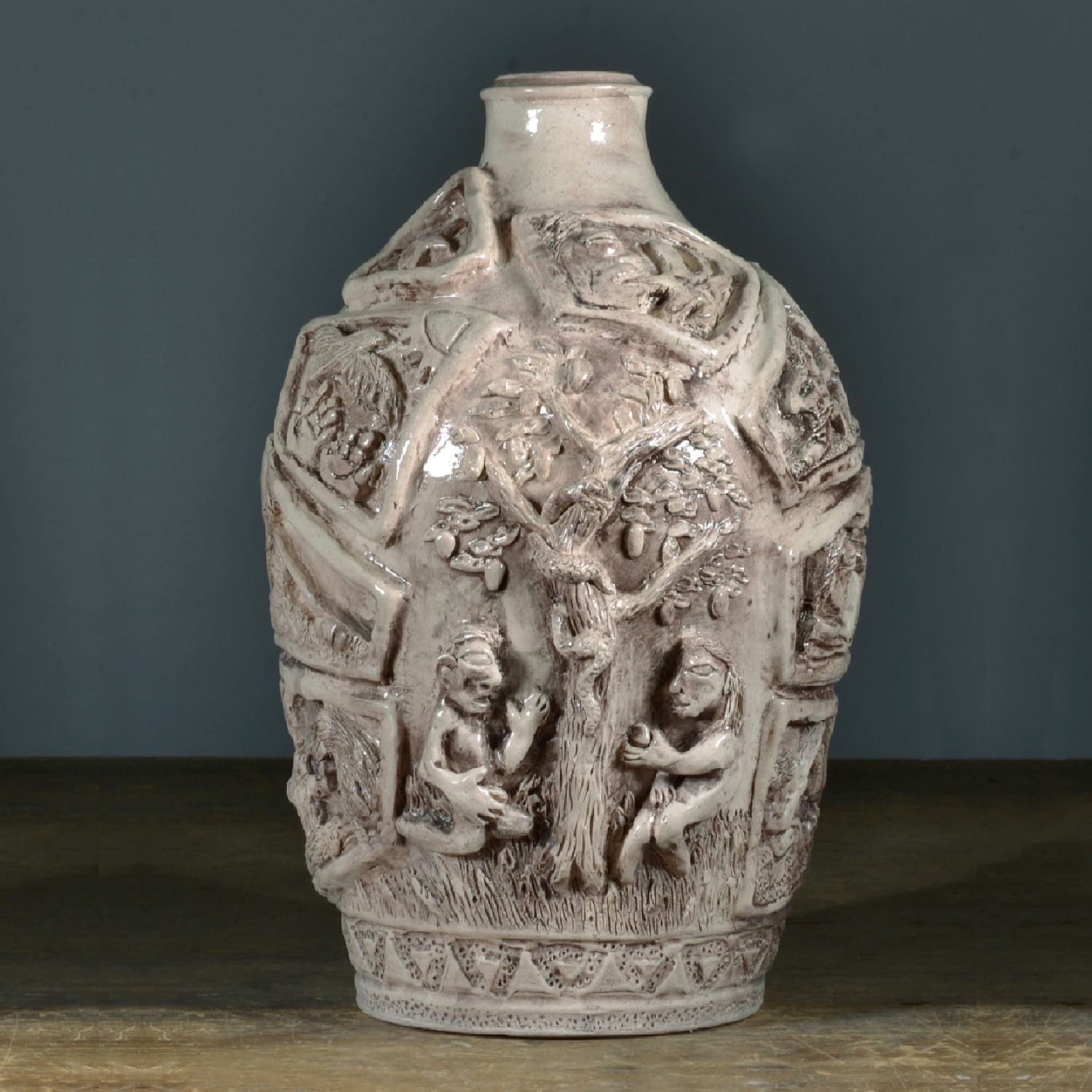 Stacy Lambert "Adam and Eve" Folk Art Jug - Ancestral Antiques