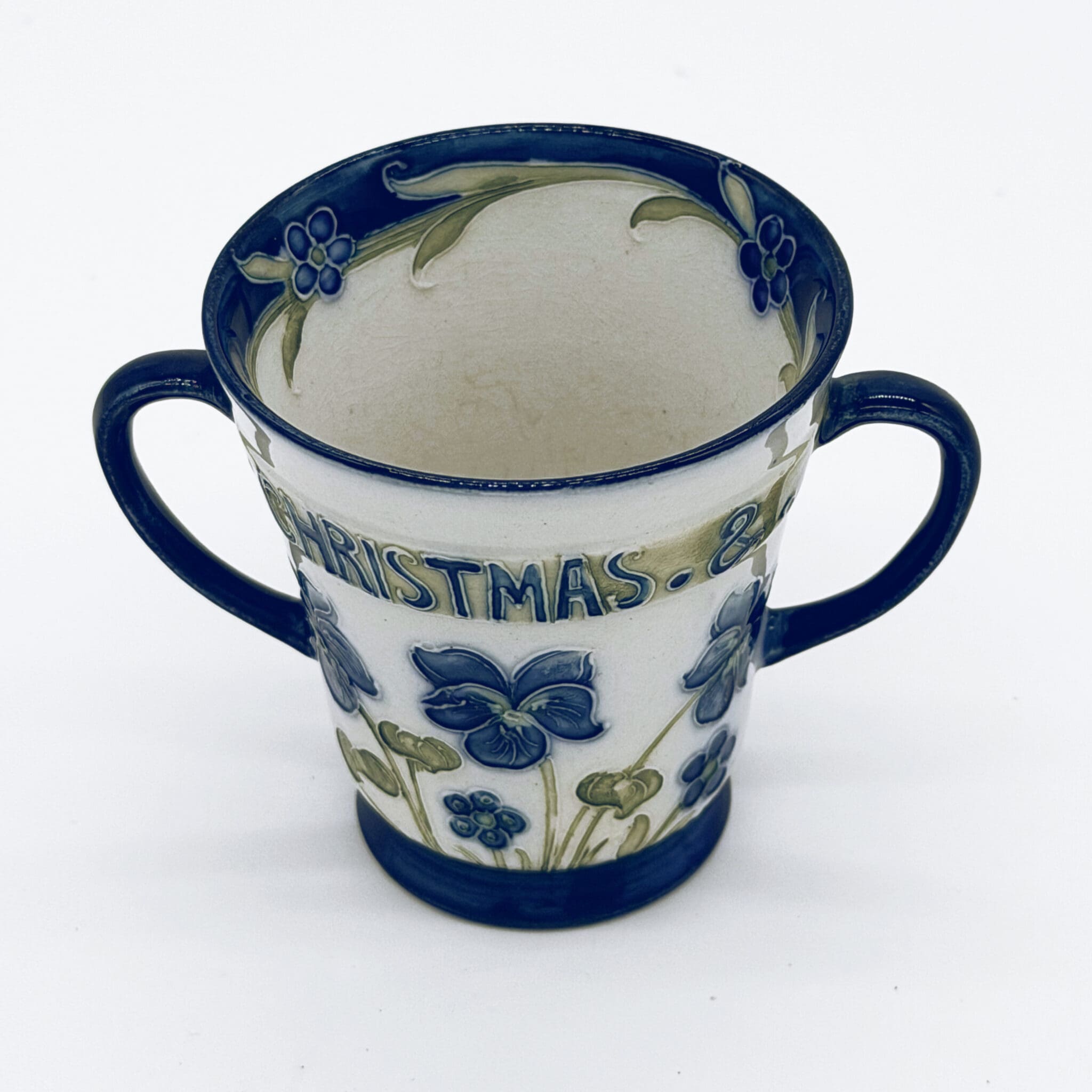 William Moorcroft Rare Miniature Loving Cup with Christmas and New Year ...