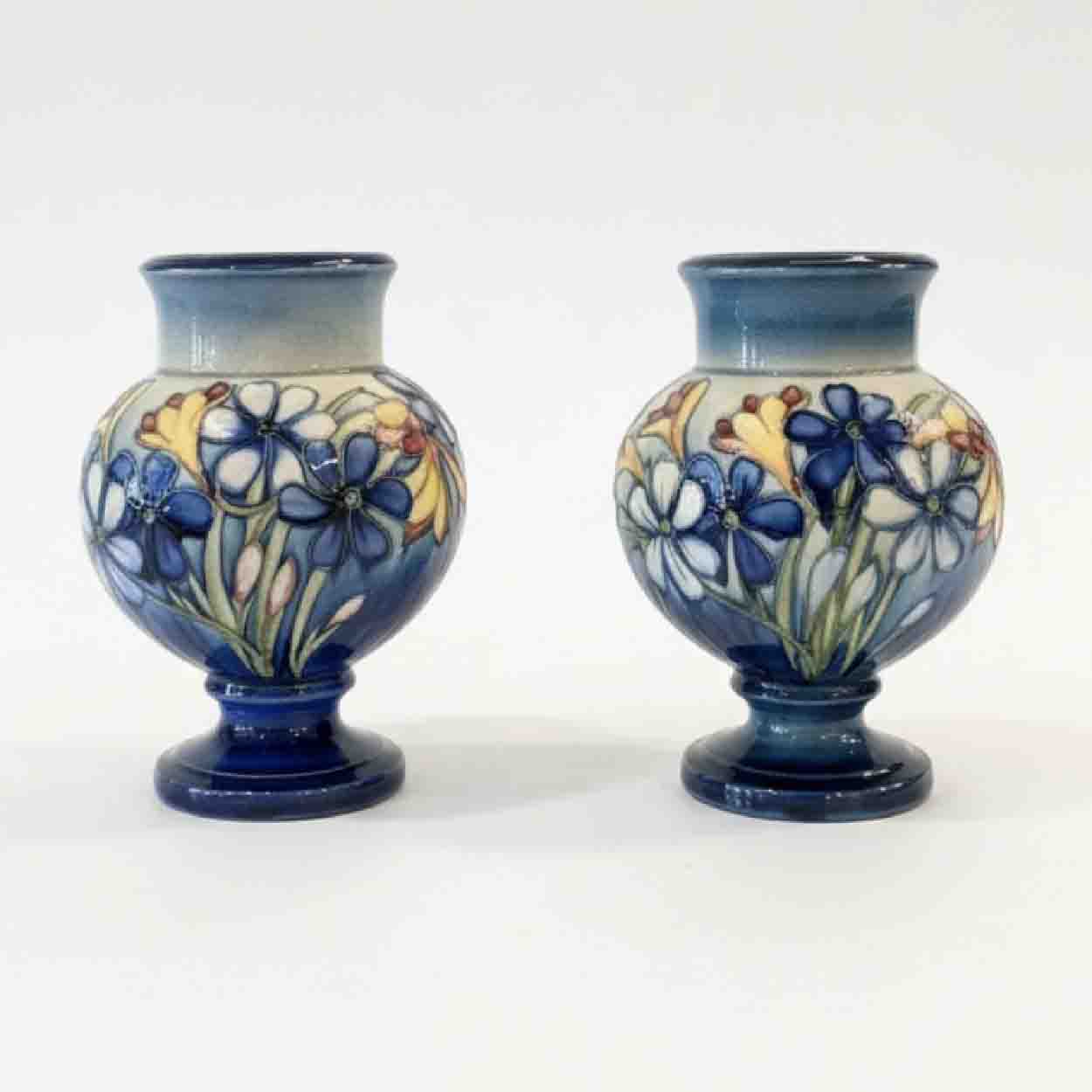 Moorcroft "Spring Flowers" Vases, mid-20th century - Ancestral Antiques